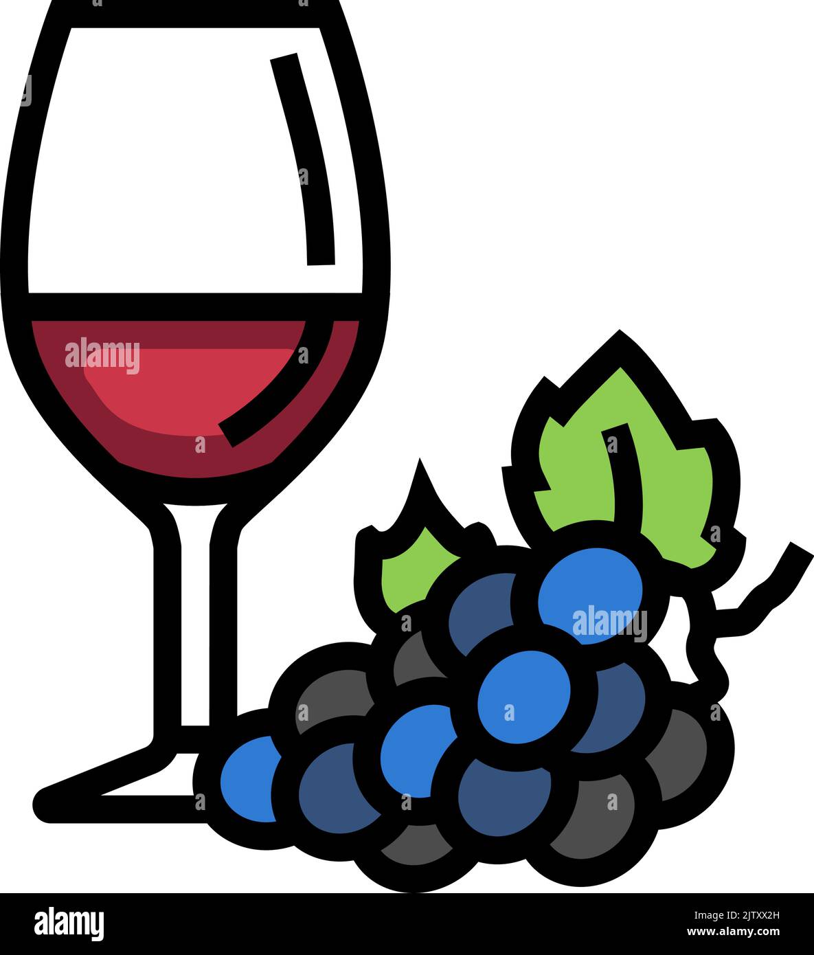 glass wine red grapes color icon vector illustration Stock Vector Image ...