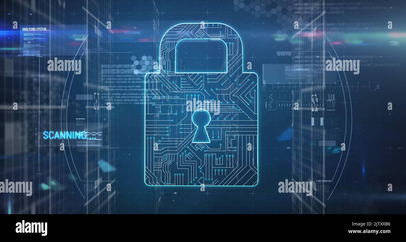 Image of online security padlock with data processing Stock Photo - Alamy