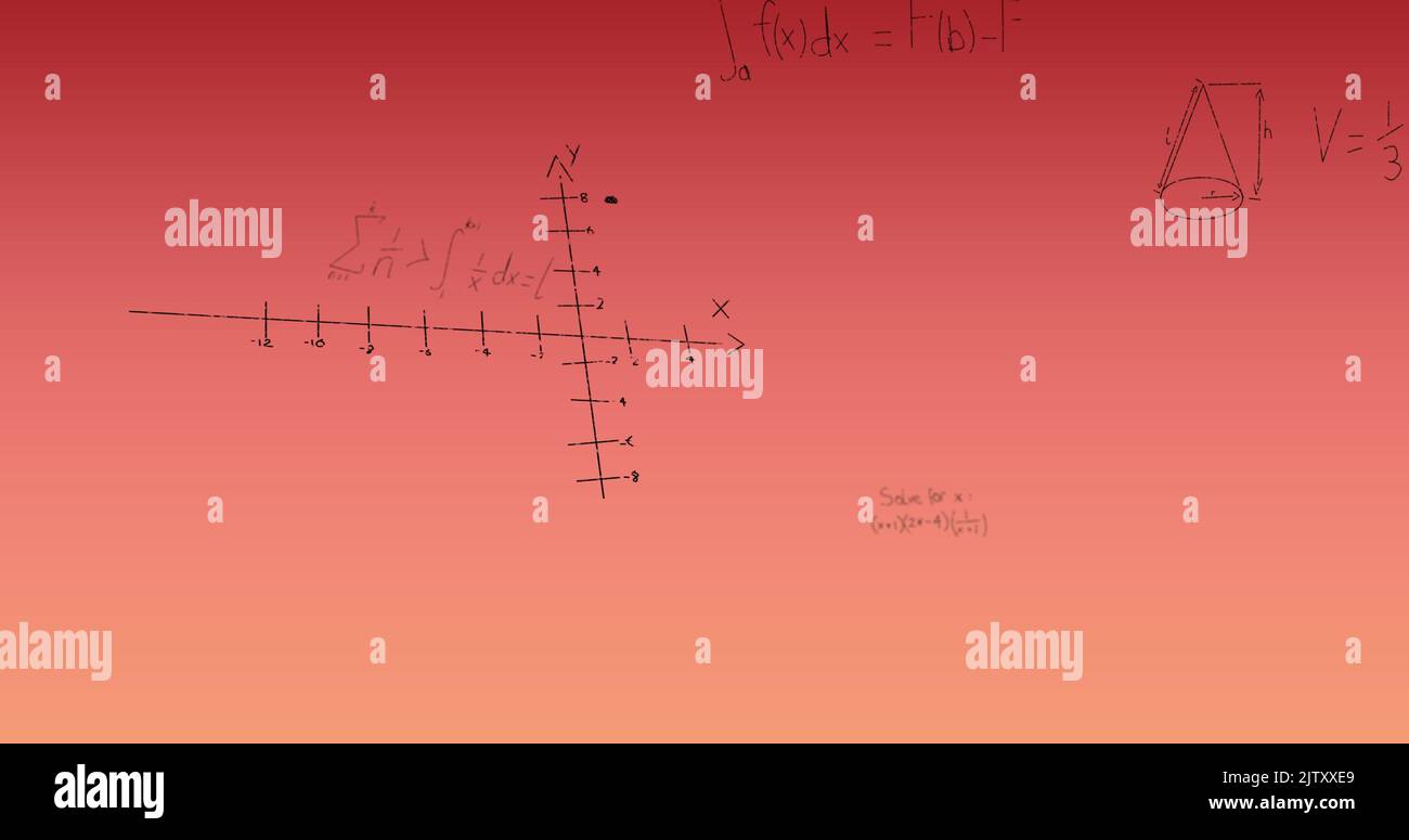 Image of mathematical equations on pink background Stock Photo - Alamy