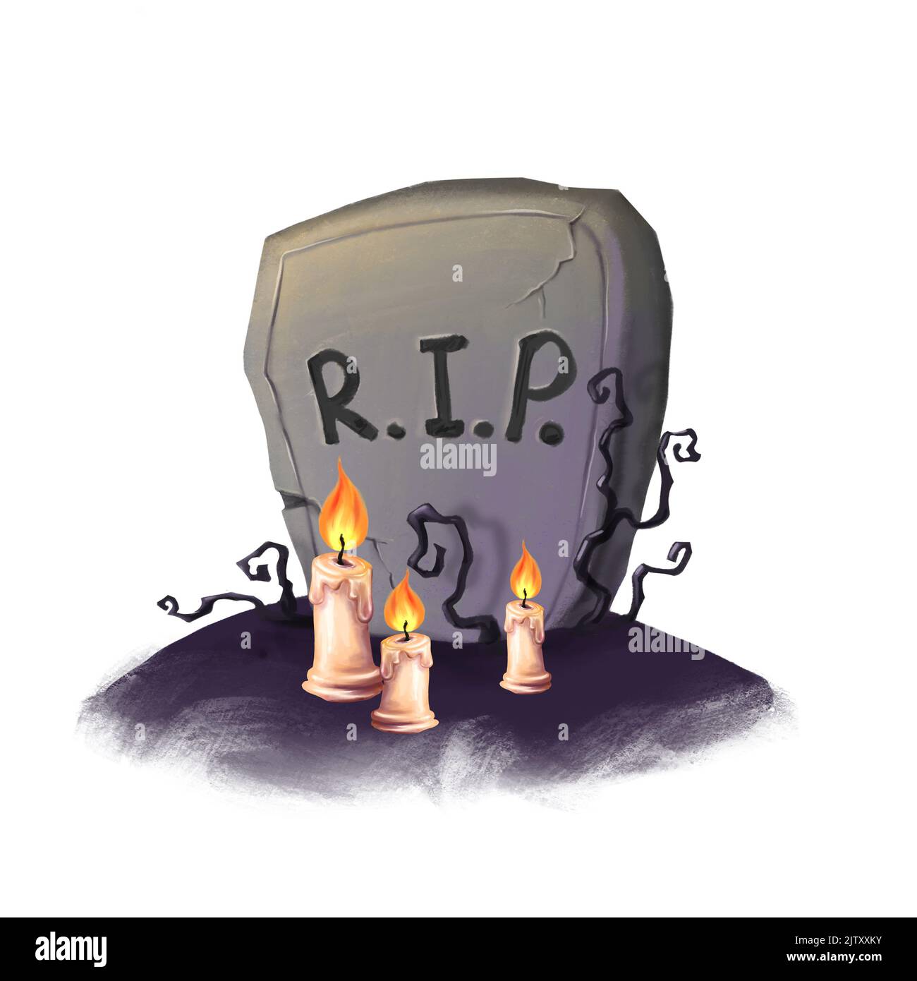 Gravestone with rest in peace inscription. Ancient rip. Halloween ...