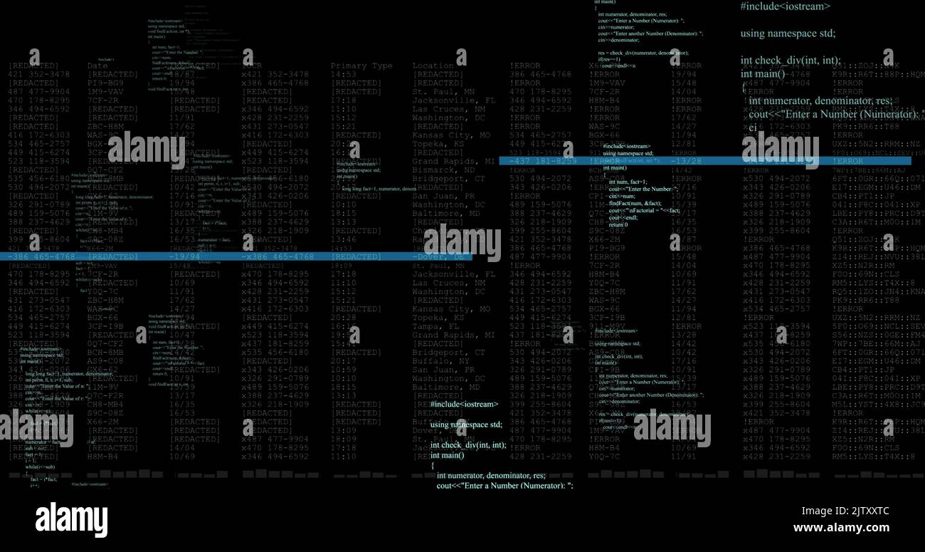 Image of data processing on black background Stock Photo - Alamy