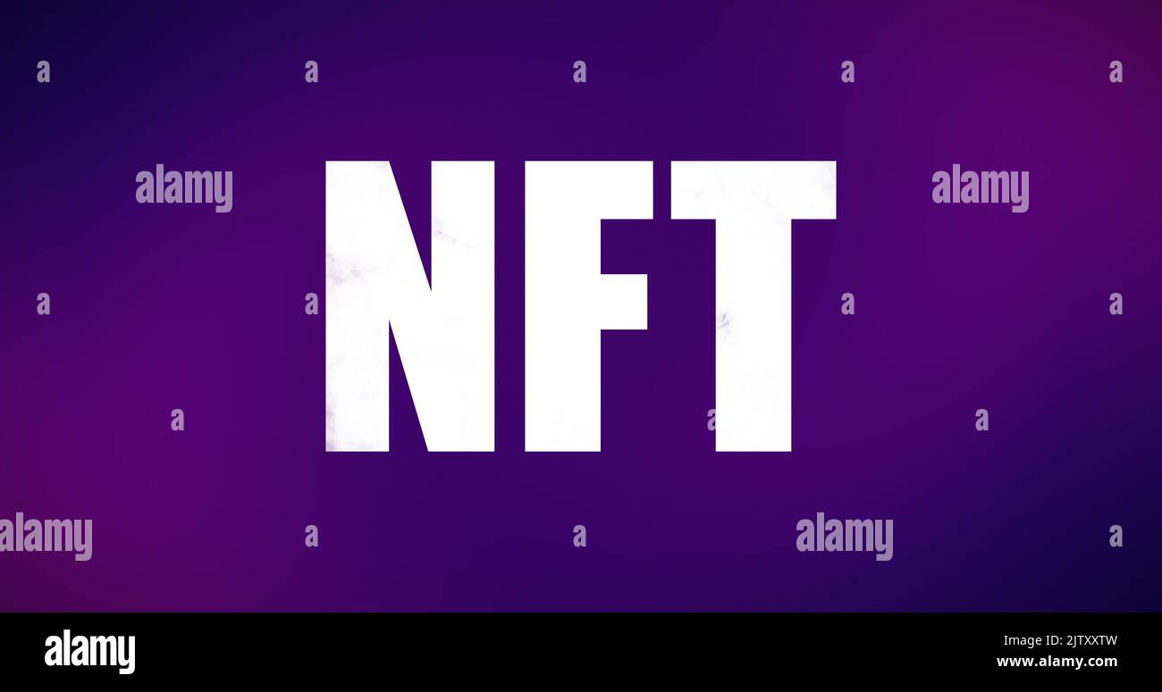 Image of white nft text on purple background Stock Photo - Alamy