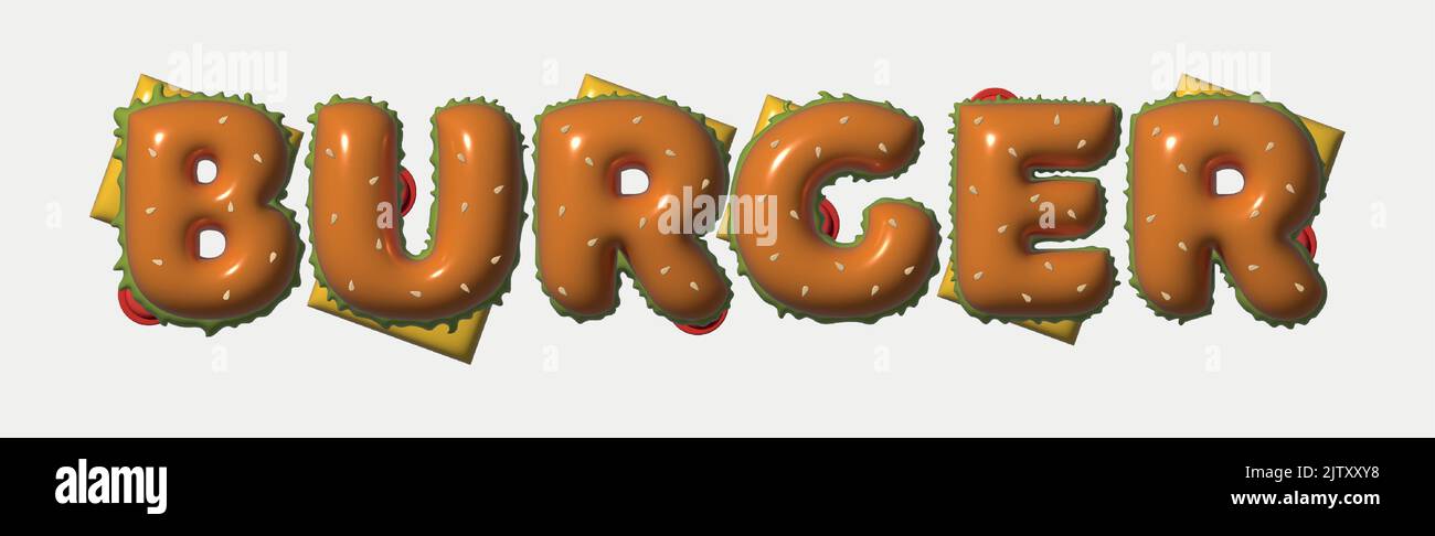 Text BURGER stylized as a hamburger. Stylish design for a brand, label ...