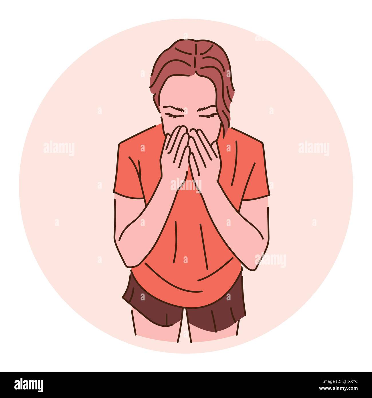 Young female to wash flat vector illustration. Daily routine. Isolated ...
