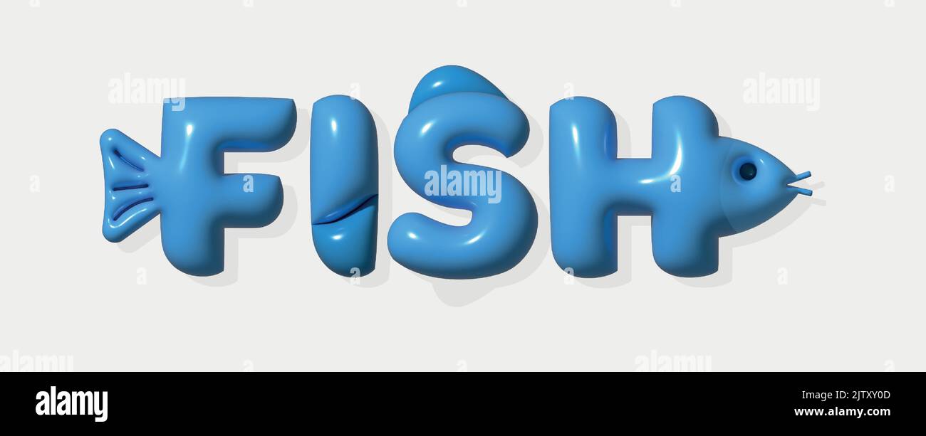 Text stylized as a fish. Stylish design for a brand, label or ...