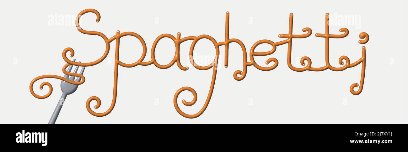Text stylized written spaghetti. Stylish design for a brand, label or ...