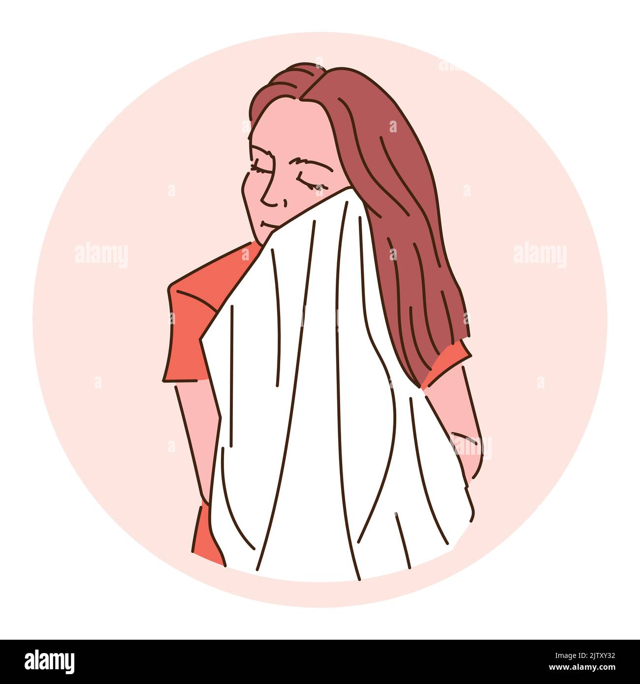 Girl wipes her face with a towel flat vector illustration. Daily ...