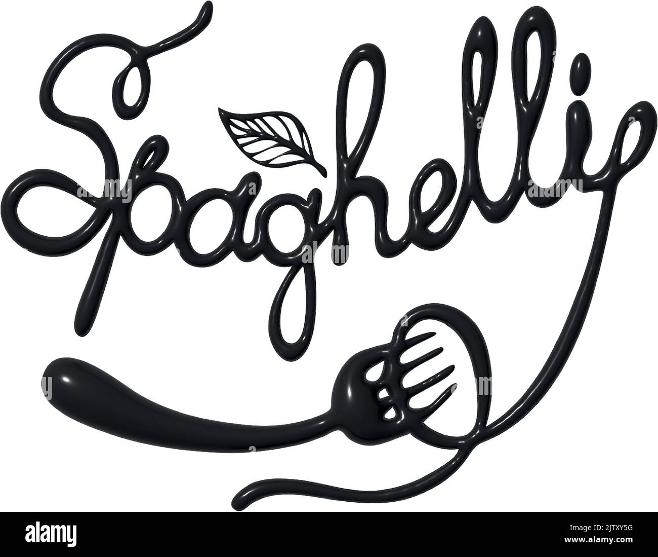 Text stylized written spaghetti. Stylish design for a brand, label or ...