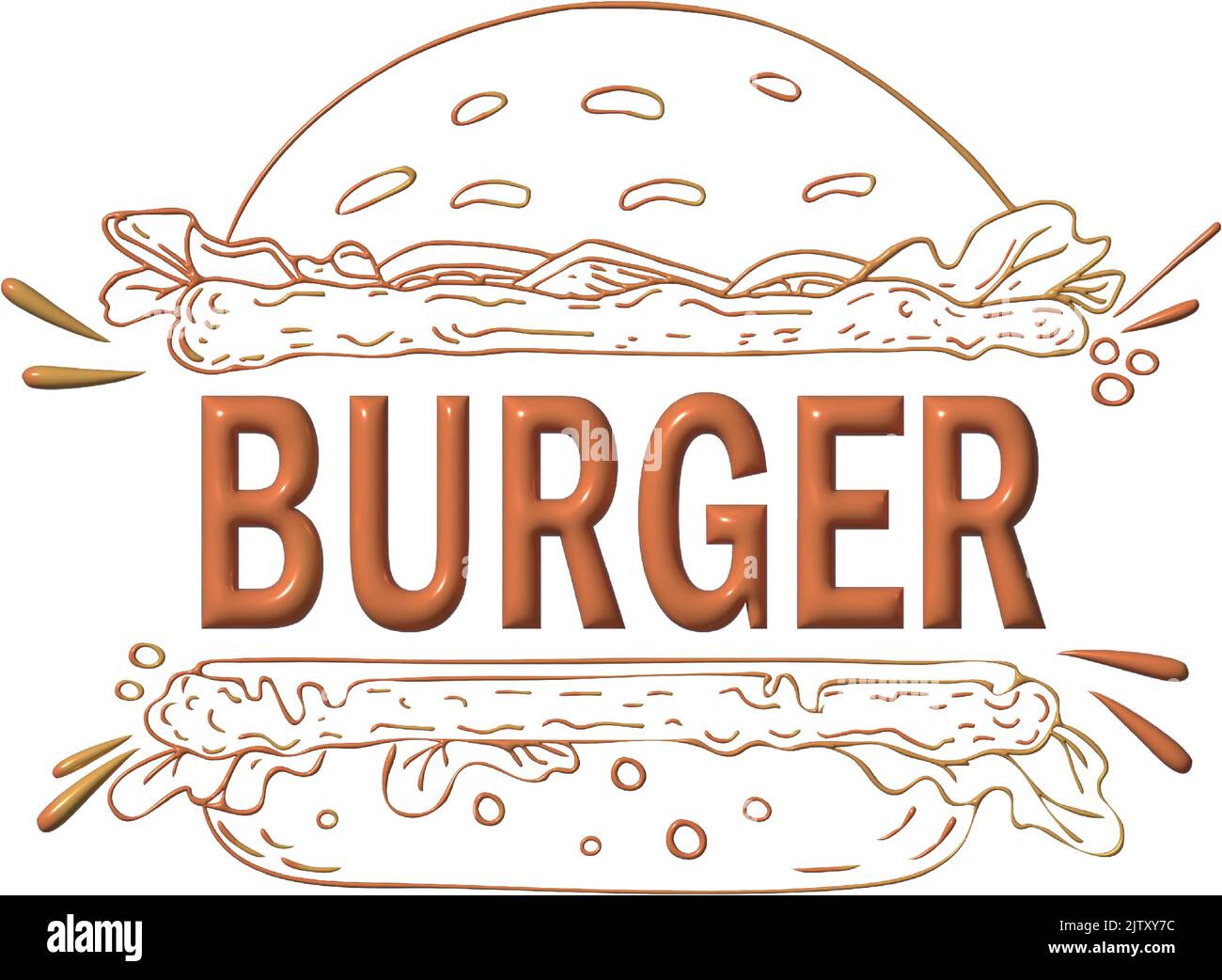 Text BURGER stylized as a hamburger. Stylish design for a brand, label ...