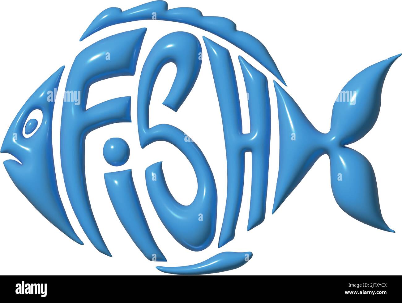 Text stylized as a fish. Stylish design for a brand, label or ...