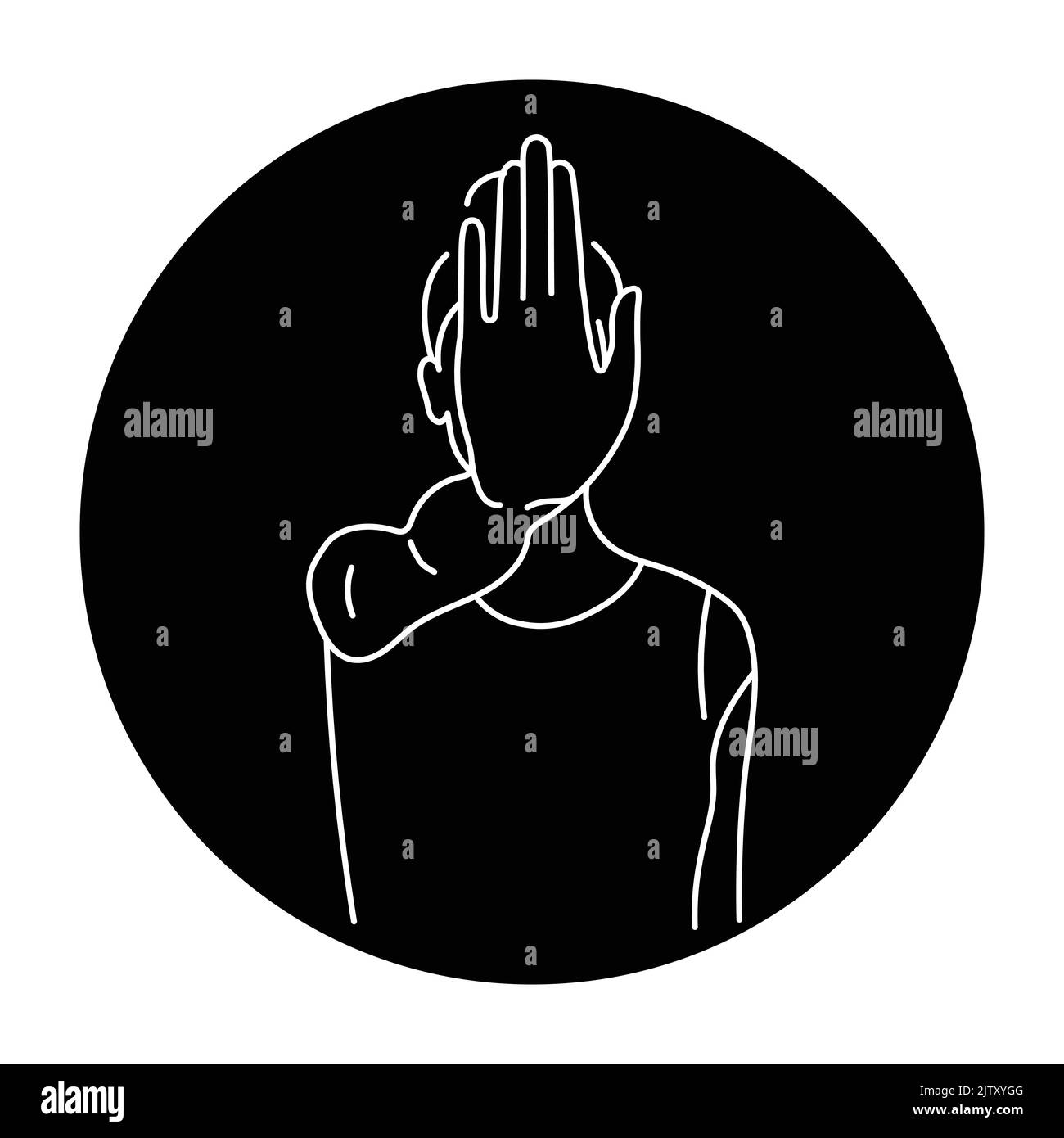 Closed girl color line illustration. Behavior of people Stock Vector ...
