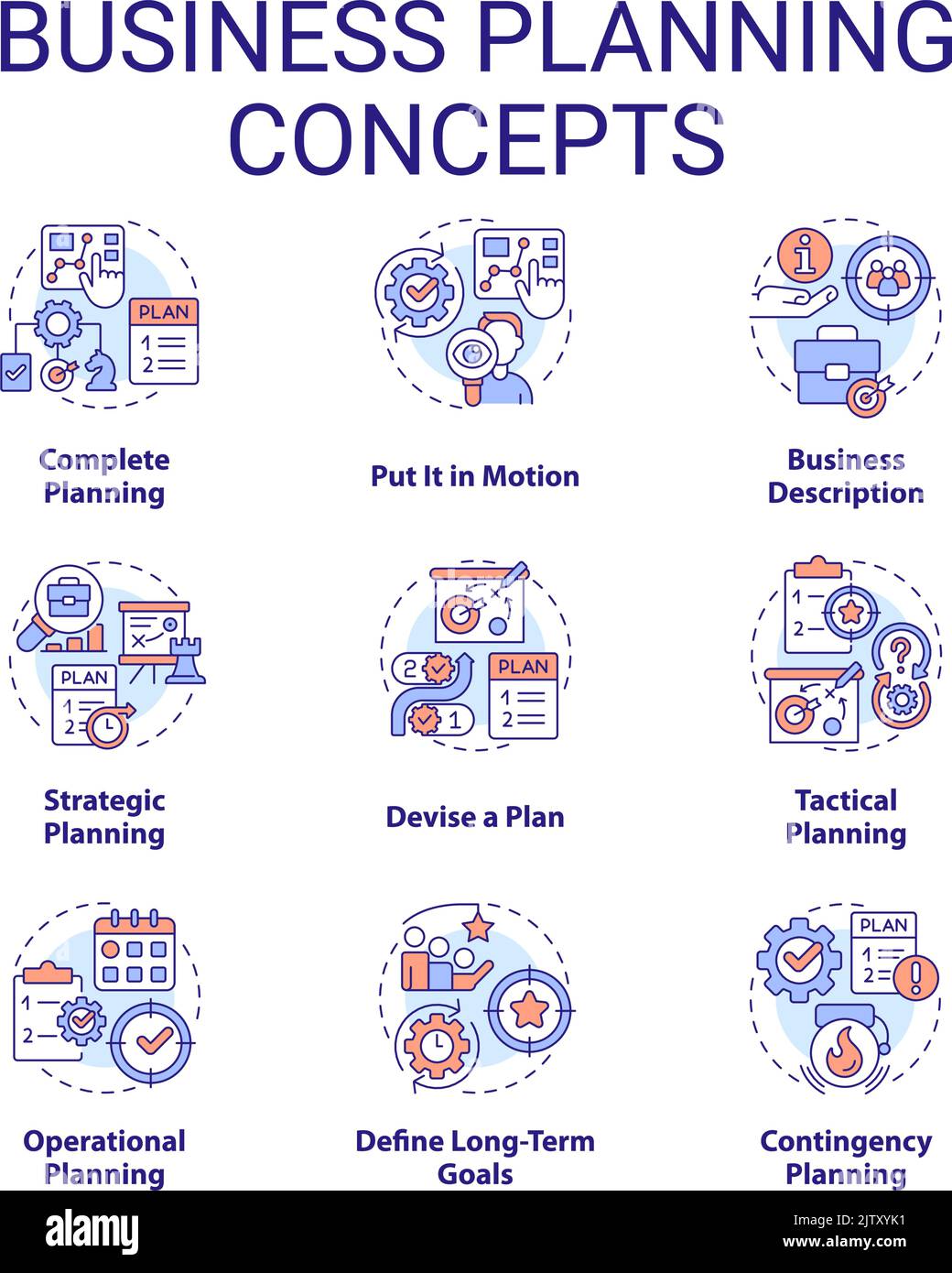 Business planning concept icons set Stock Vector Image & Art - Alamy