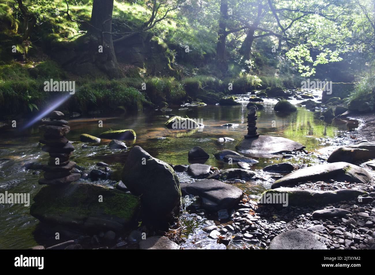 The River Dane a Staffordshire peak district river flows through it's ...