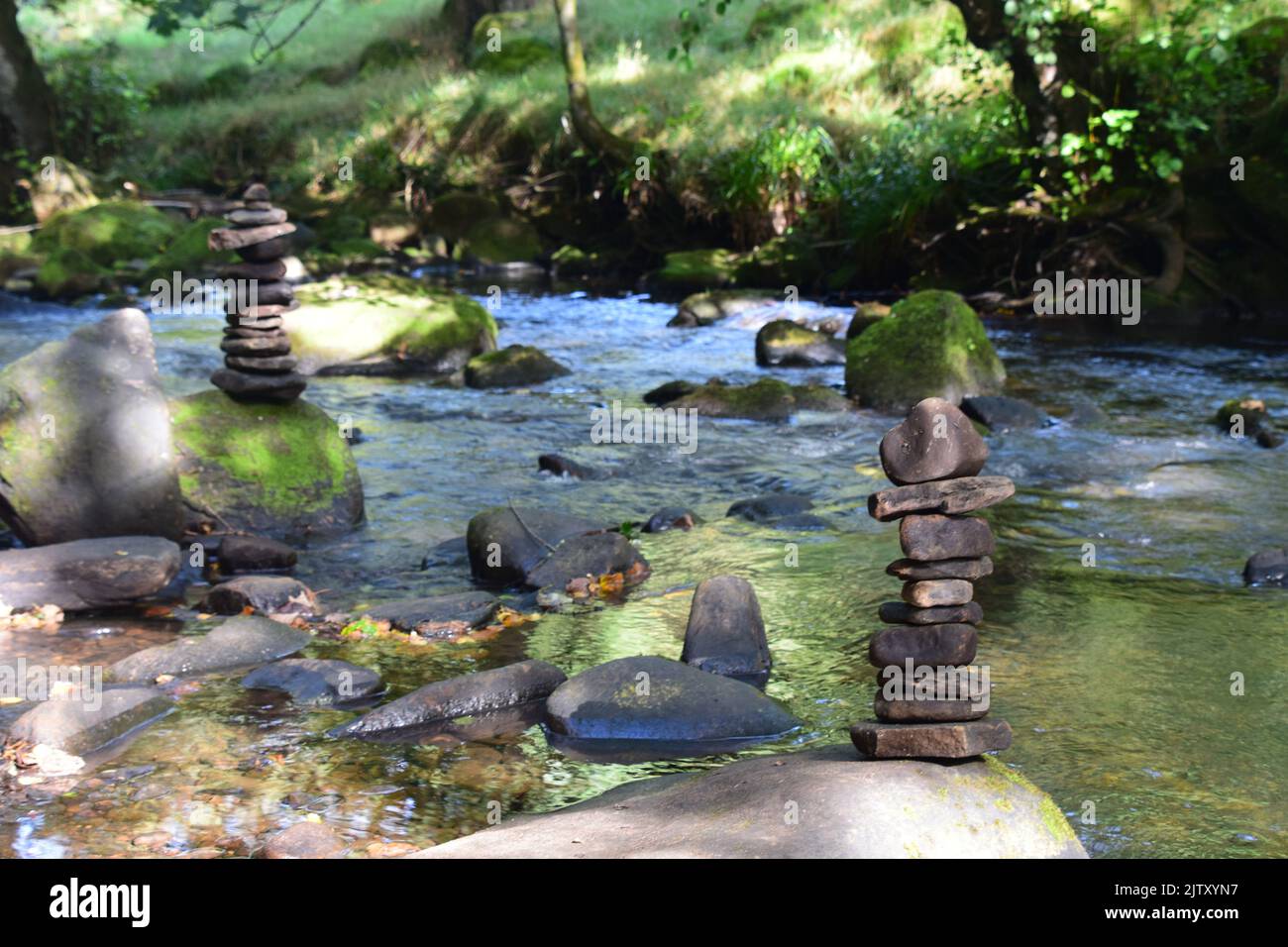 The River Dane a Staffordshire peak district river flows through it's ...