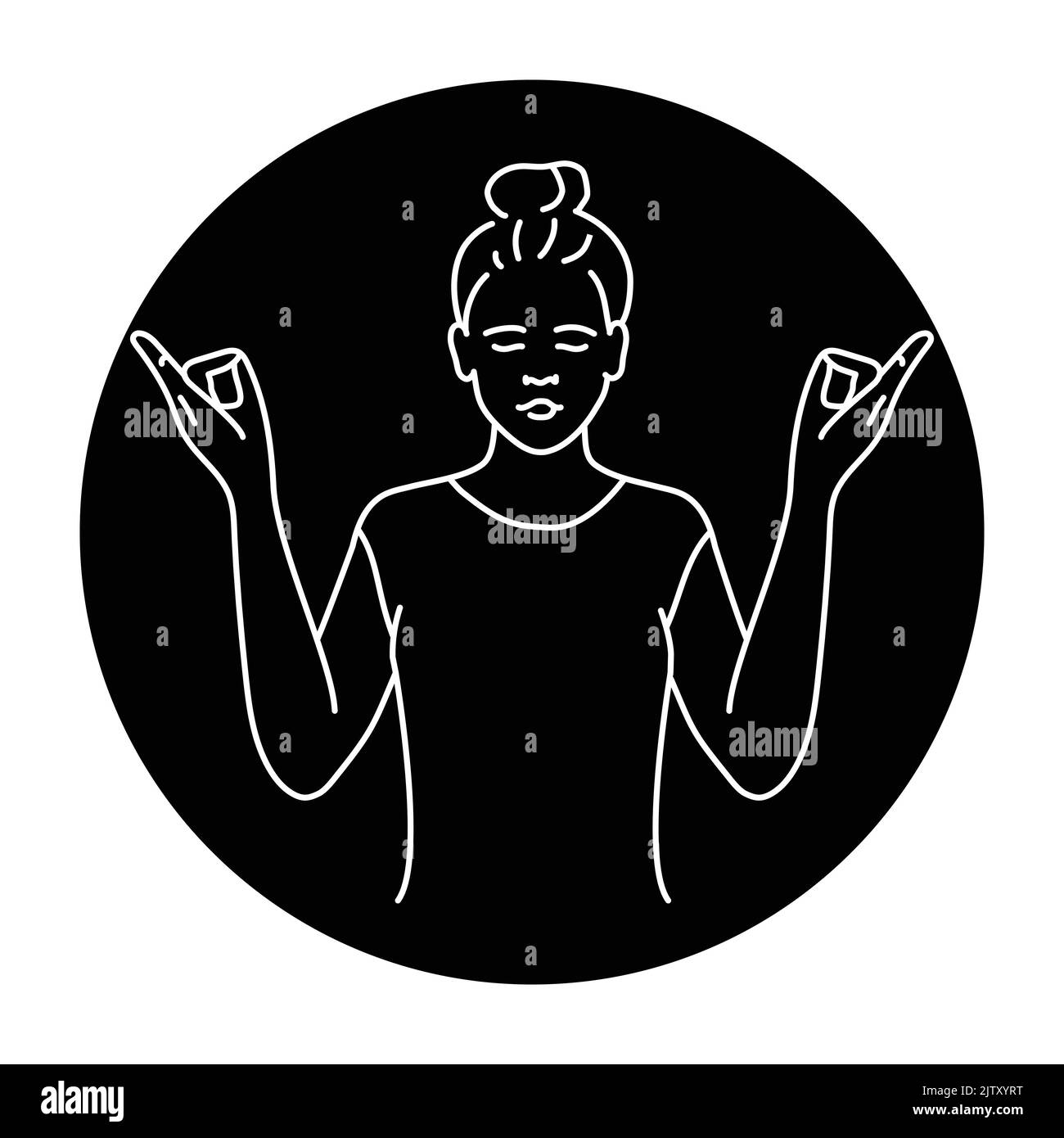 Calm girl color line illustration. Behavior of people Stock Vector ...