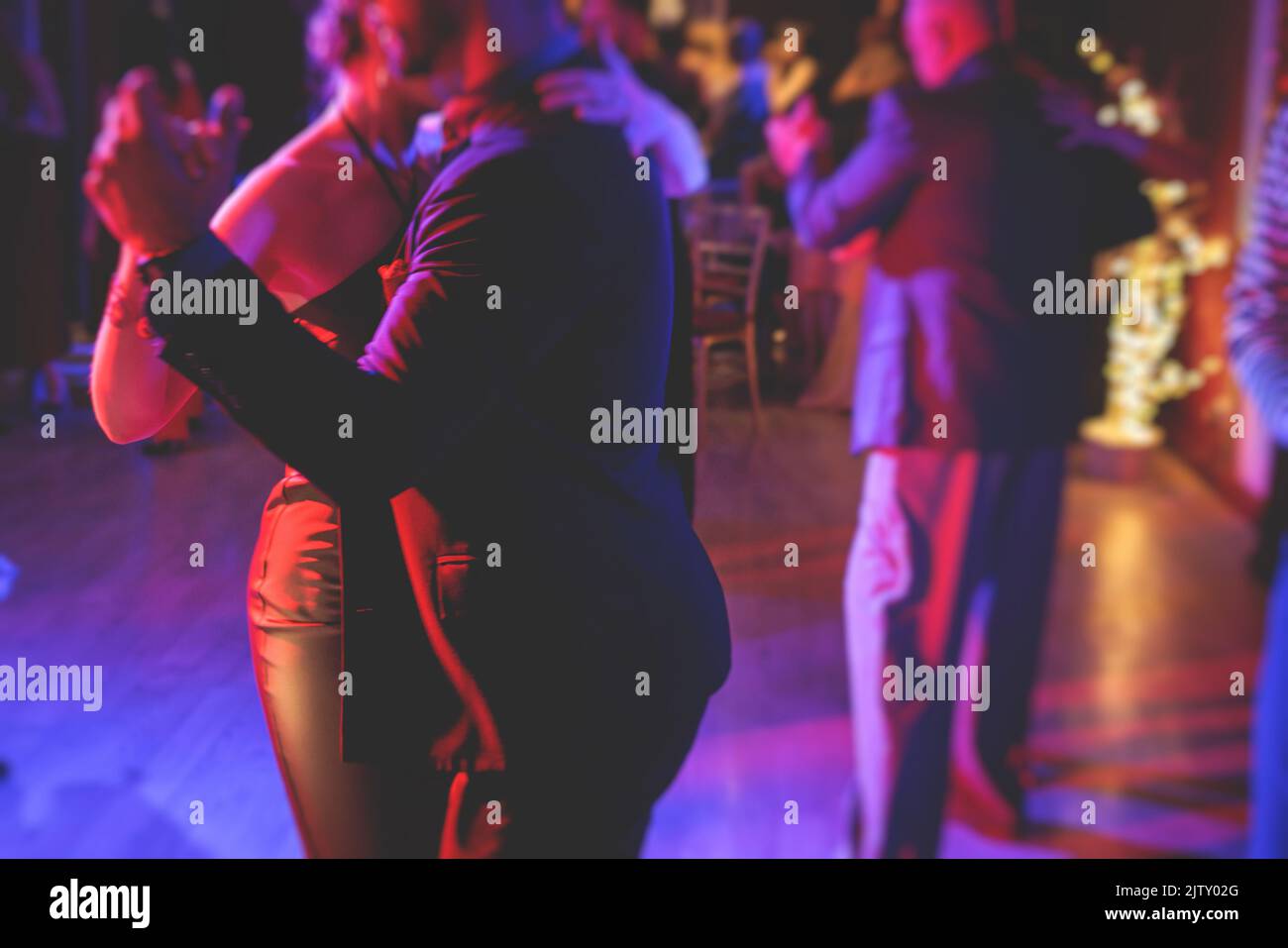 Couples dancing traditional latin argentinian dance milonga in the ...