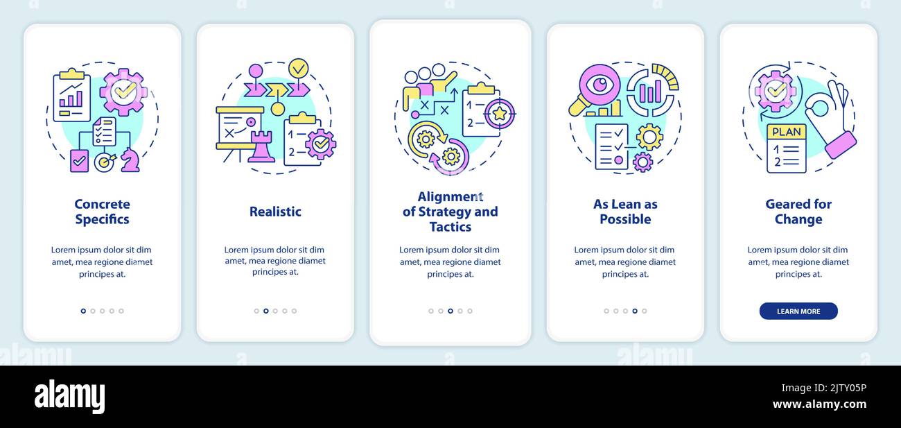 Key elements of business plan onboarding mobile app screen Stock Vector ...