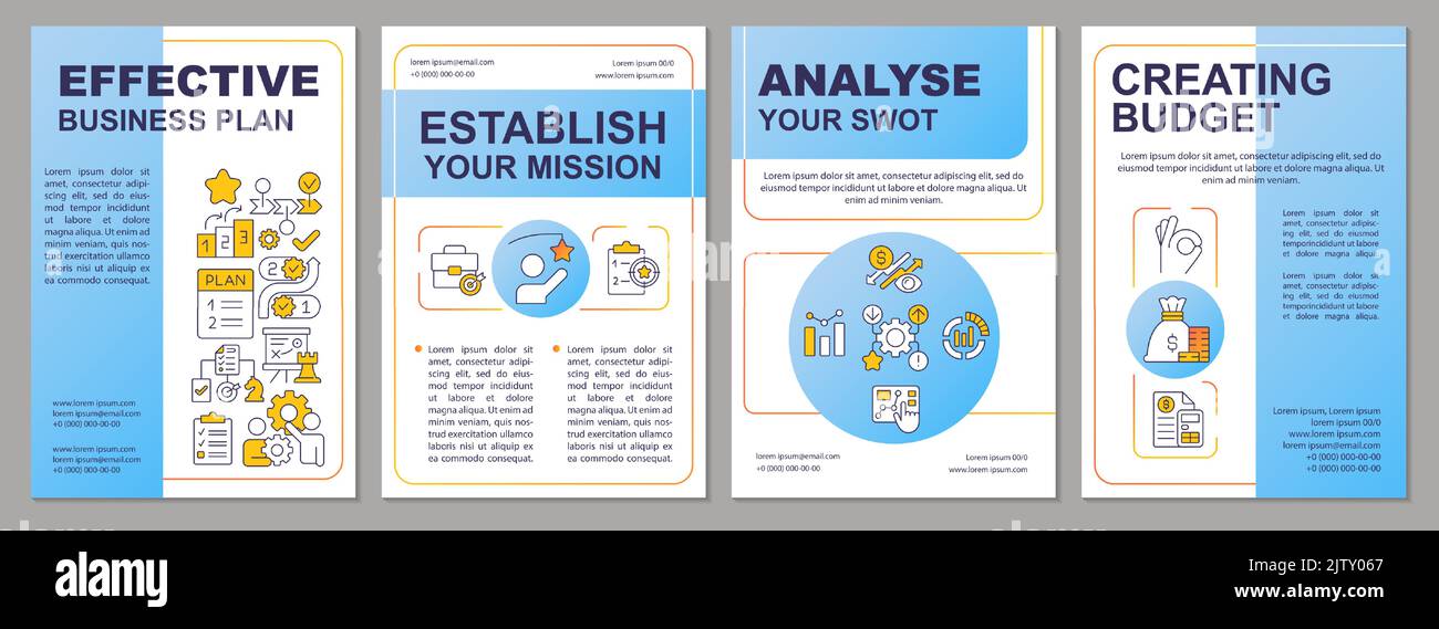 Effective business plan blue brochure template Stock Vector Image & Art ...