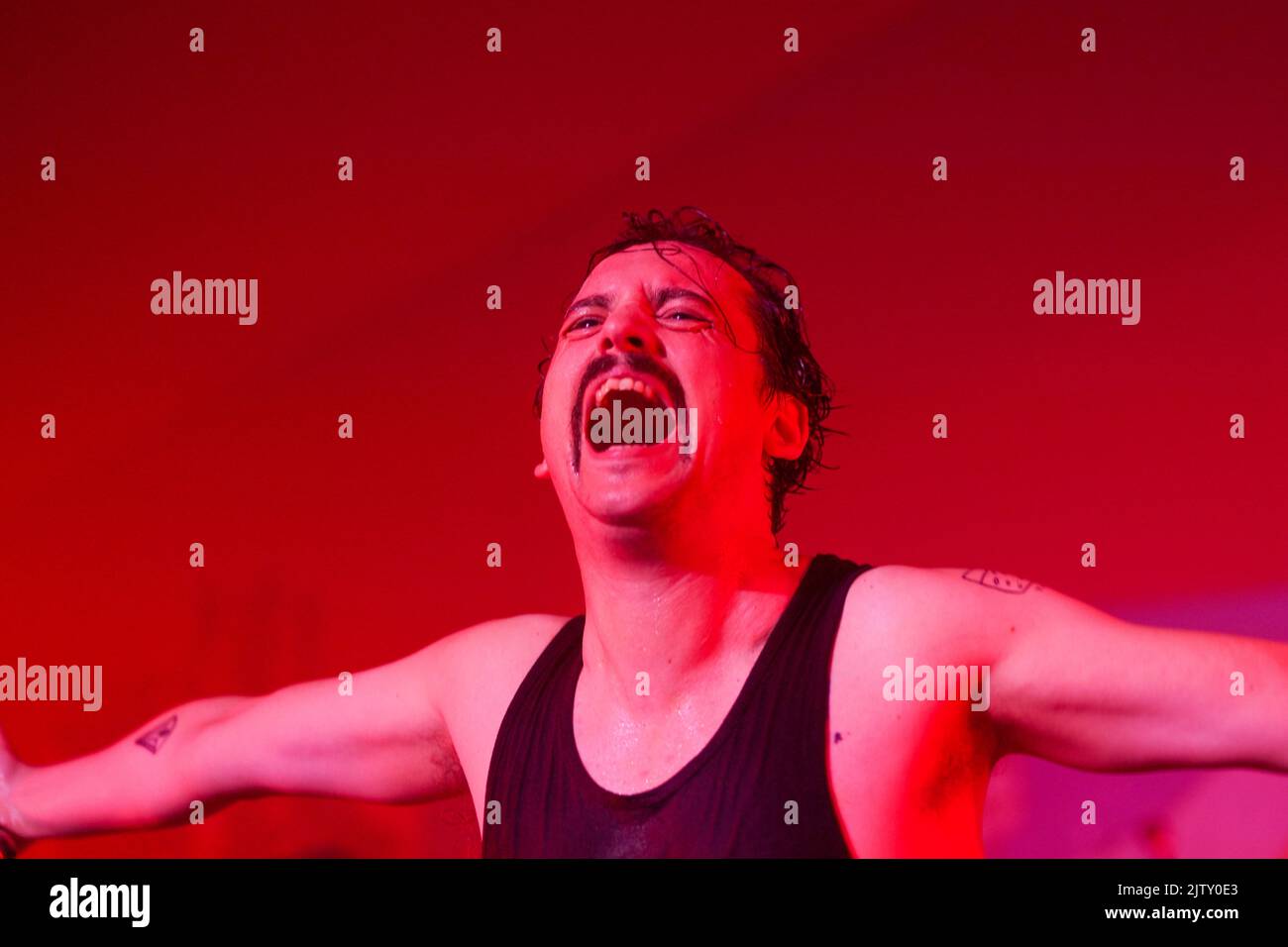 Dorset, UK. Thursday, 1 September, 2022. Matthew Baty of Pigs Pigs Pigs ...