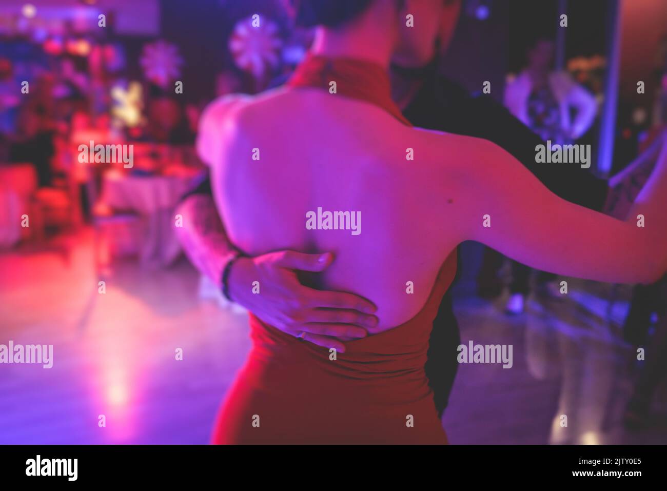 Couples dancing traditional latin argentinian dance milonga in the ...