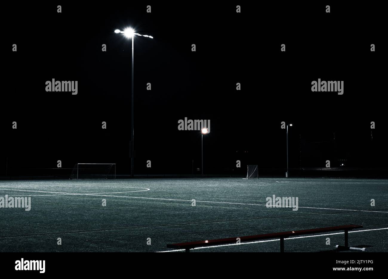 A football pitch at night Stock Photo - Alamy
