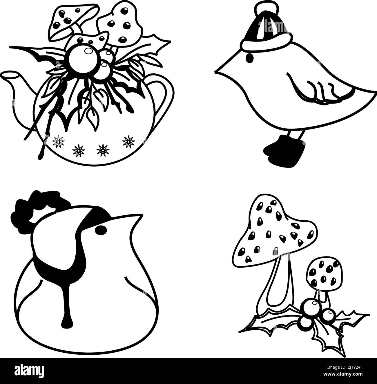Set of hand-drawn christmas and winter doodle elements in vector ...