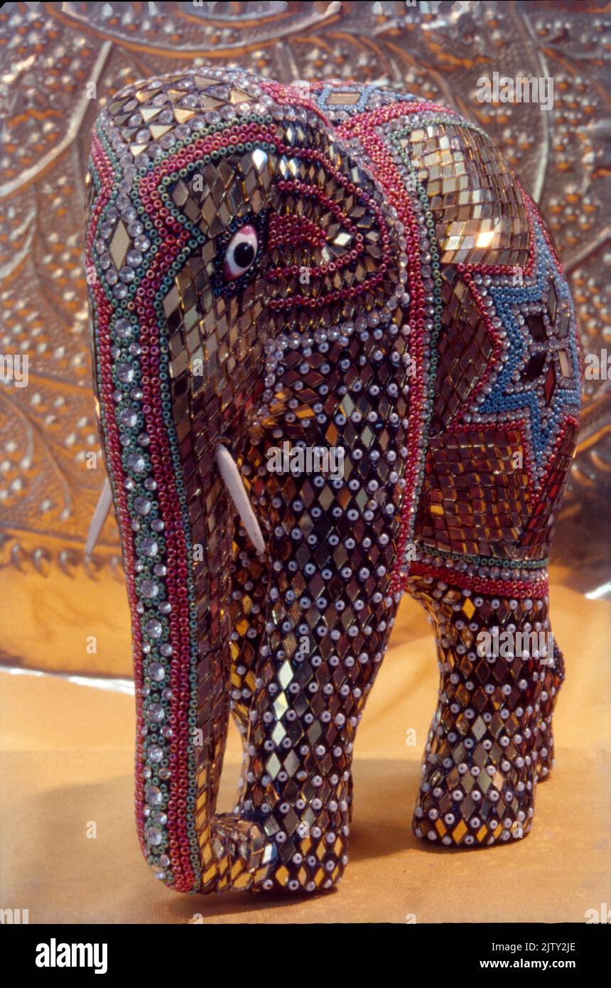 Crafts, Lacquer & Mirror Work Elephant Stock Photo - Alamy
