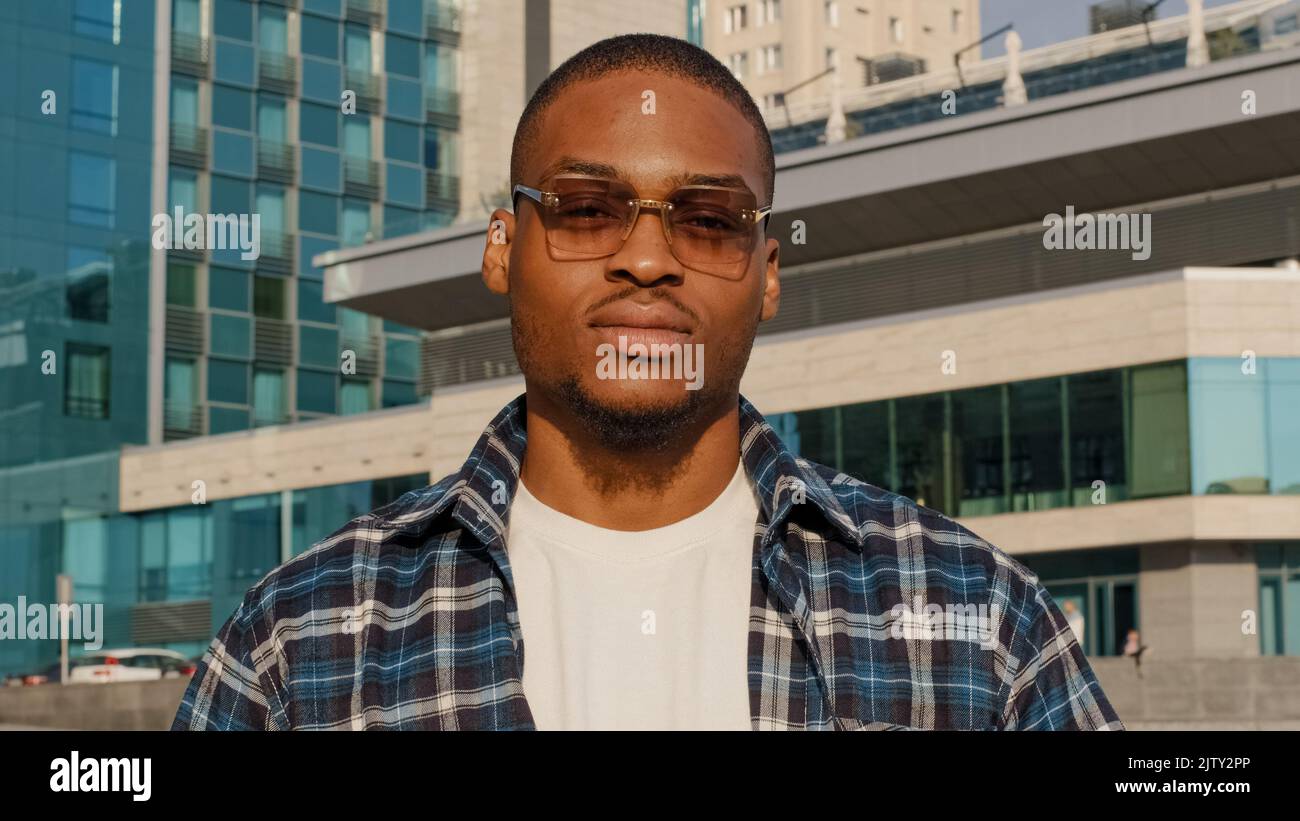 Portrait of man in city african american guy young student man in ...