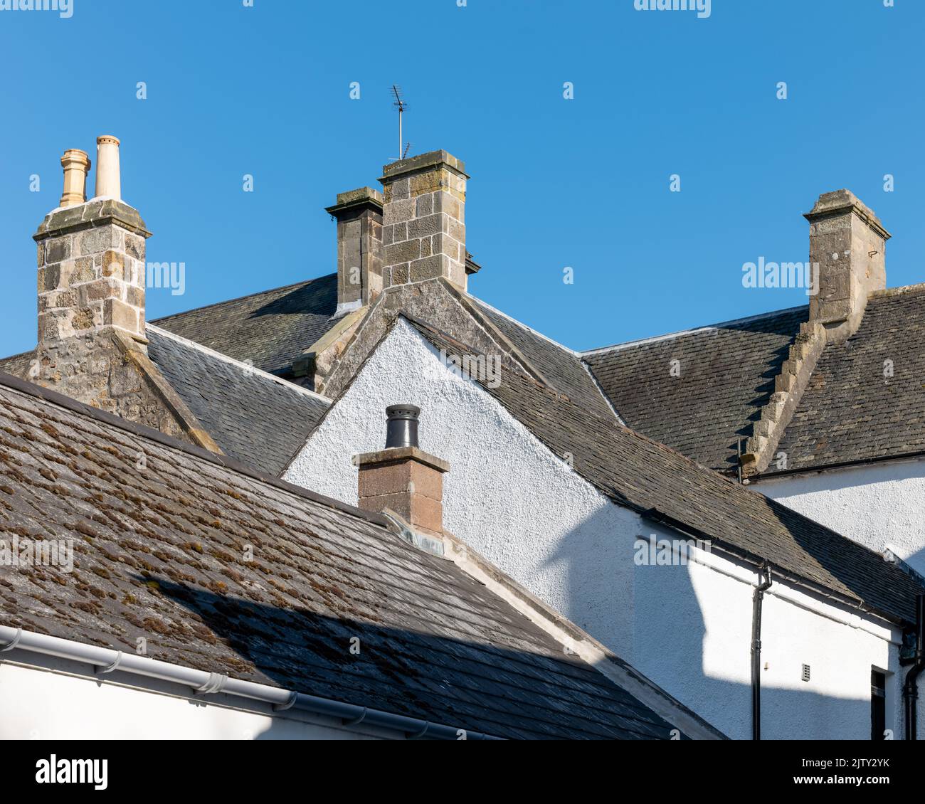 1 September 2022. Forres, Moray, Scotland. This is the Chimneys on ...