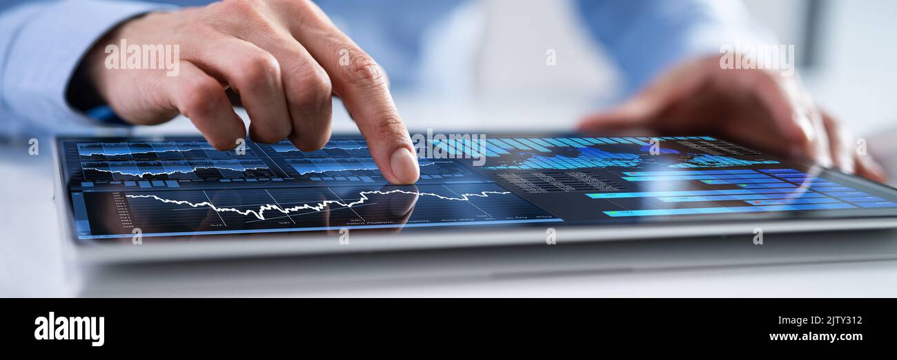 Businessman Using Analytics Data KPI Dashboard Tech Stock Photo - Alamy