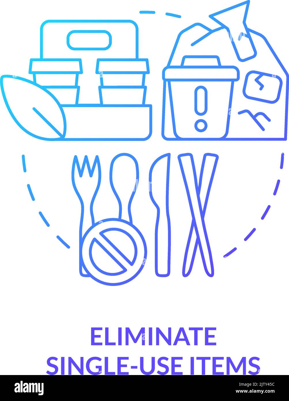 Eliminate single-use items blue gradient concept icon Stock Vector ...