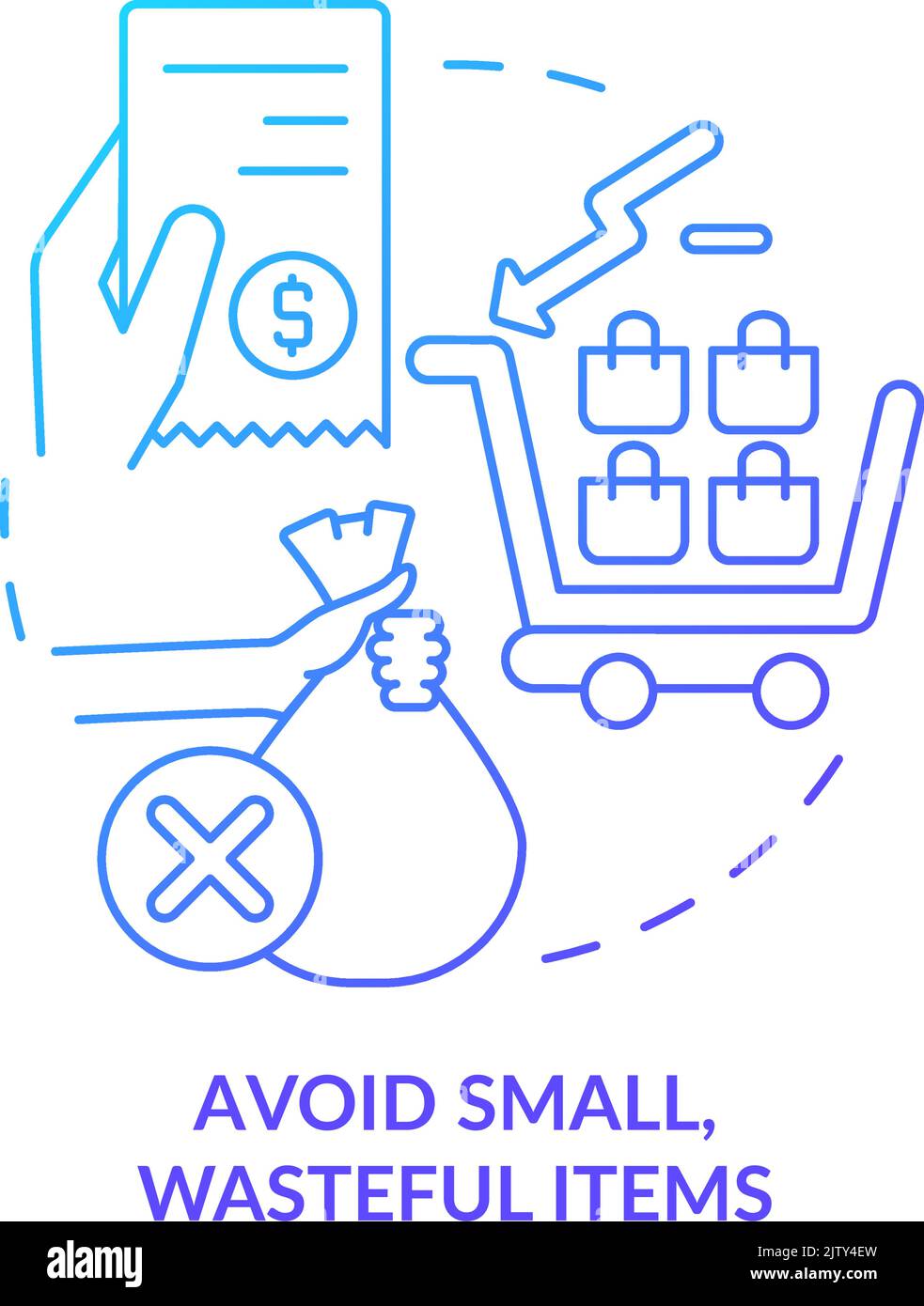 Avoid small wasteful items blue gradient concept icon Stock Vector ...