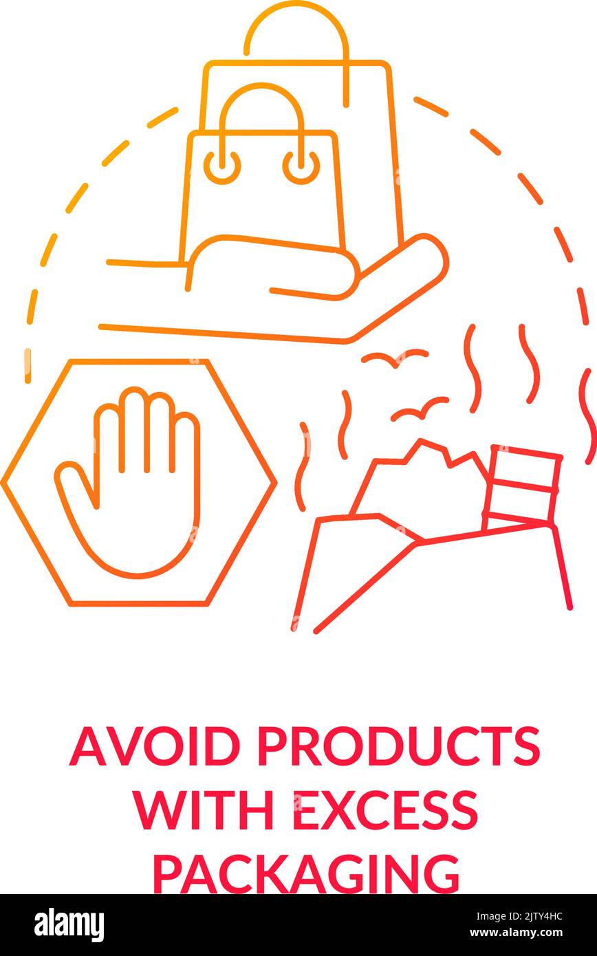 Avoid products with excess packaging red gradient concept icon Stock ... Avoid products with excess packaging red gradient concept icon Stock ...