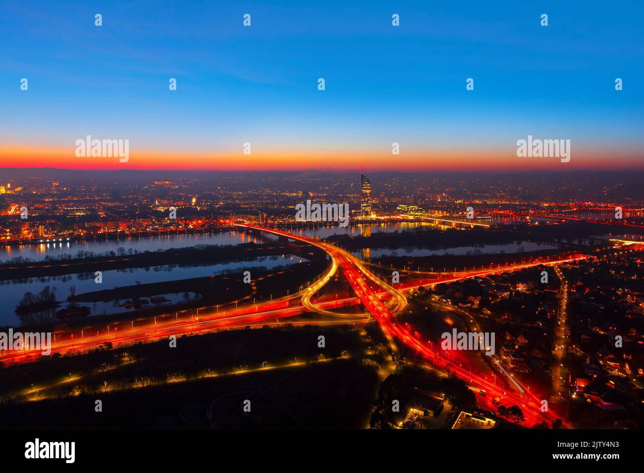 High angle view illuminated roads hi-res stock photography and images ...