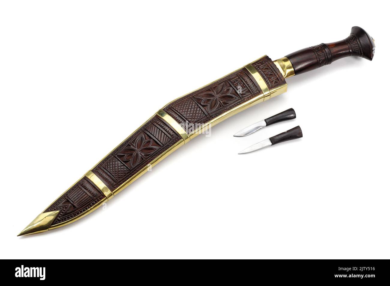 Kukri knife diagonal with wooden scabbard nepalese cold arms isolated ...