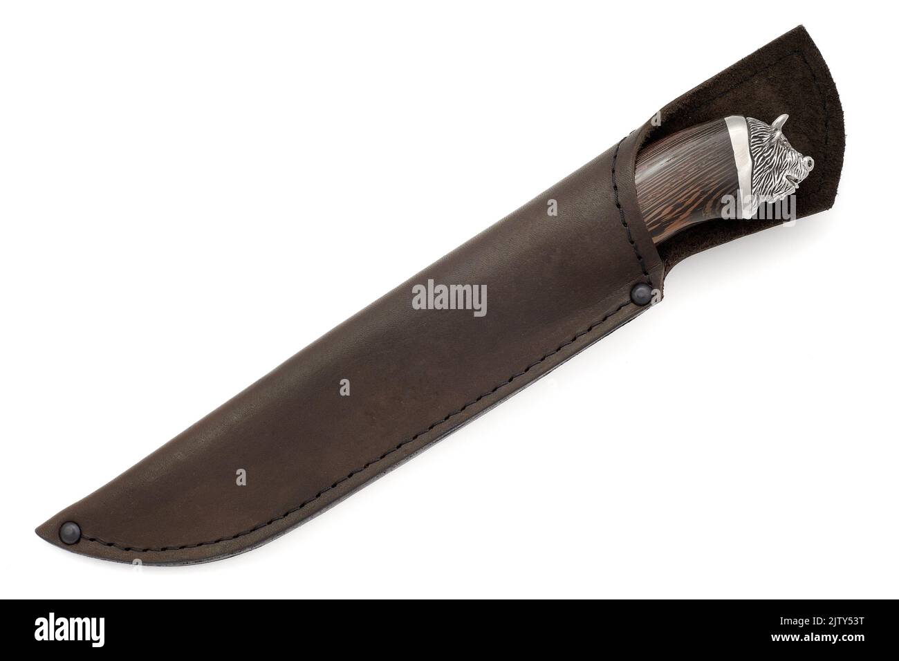 Hunting knife in sheath wild boar head russian cold arms diagonal ...