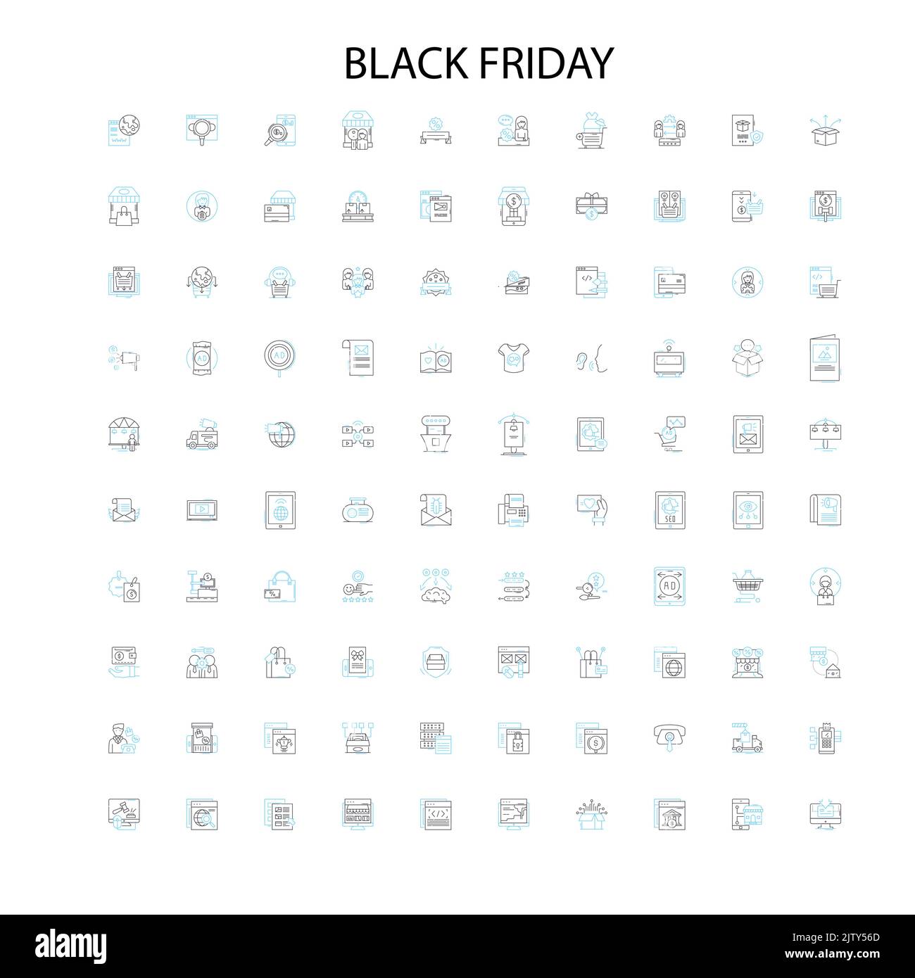 black friday icons, signs, outline symbols, concept linear illustration ...