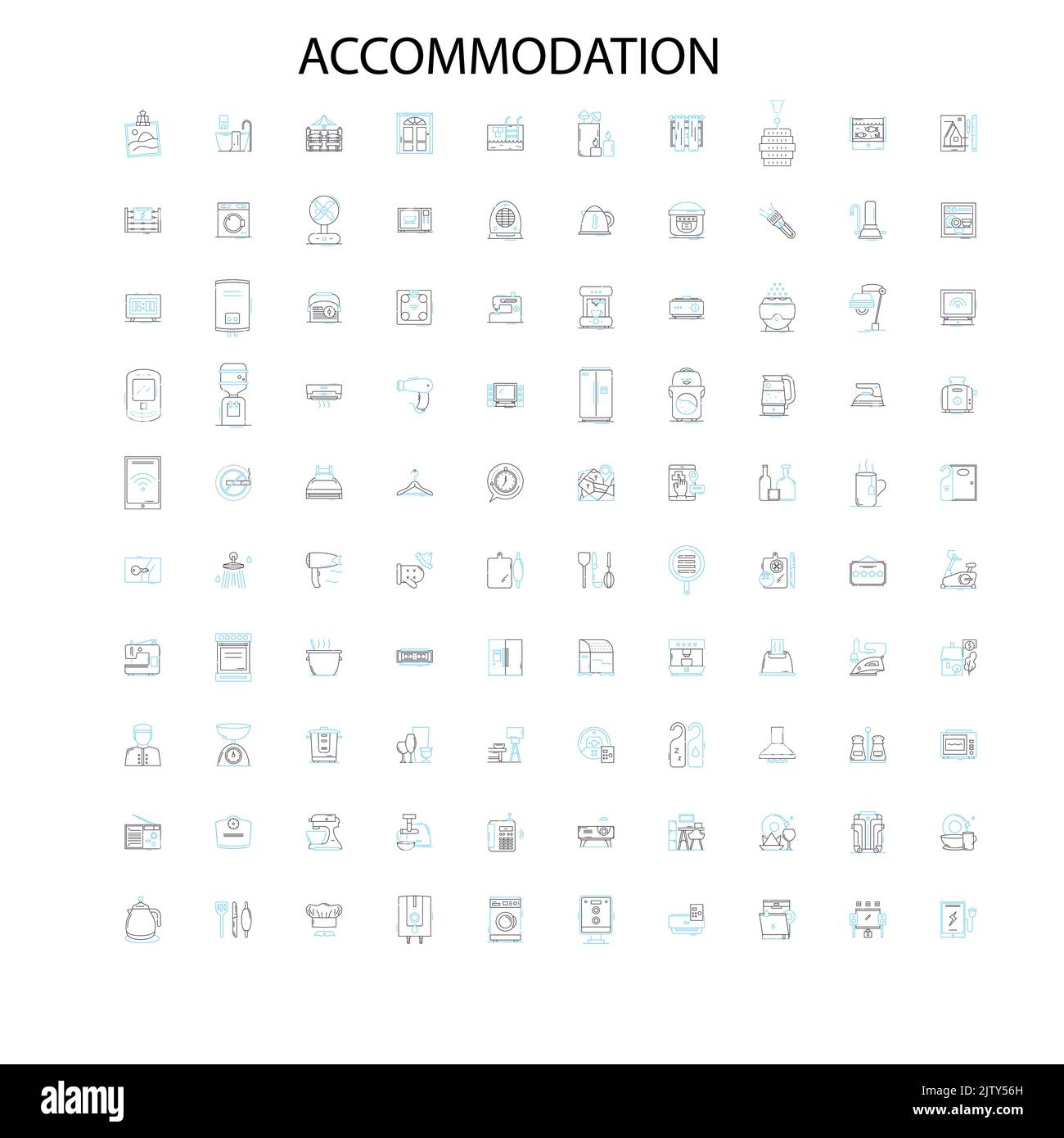 accommodation icons, signs, outline symbols, concept linear ...