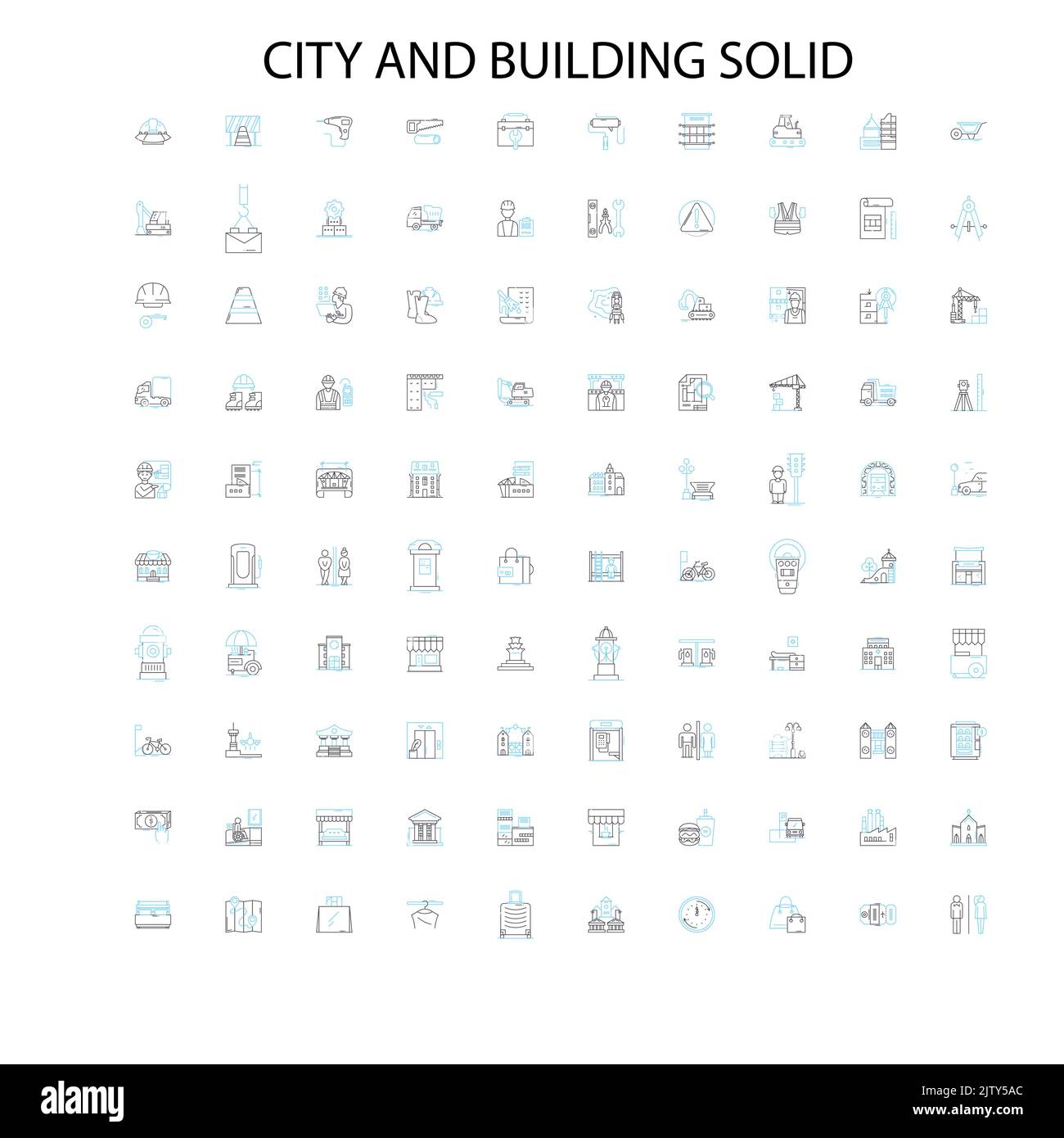 city and building solid icons, signs, outline symbols, concept linear ...