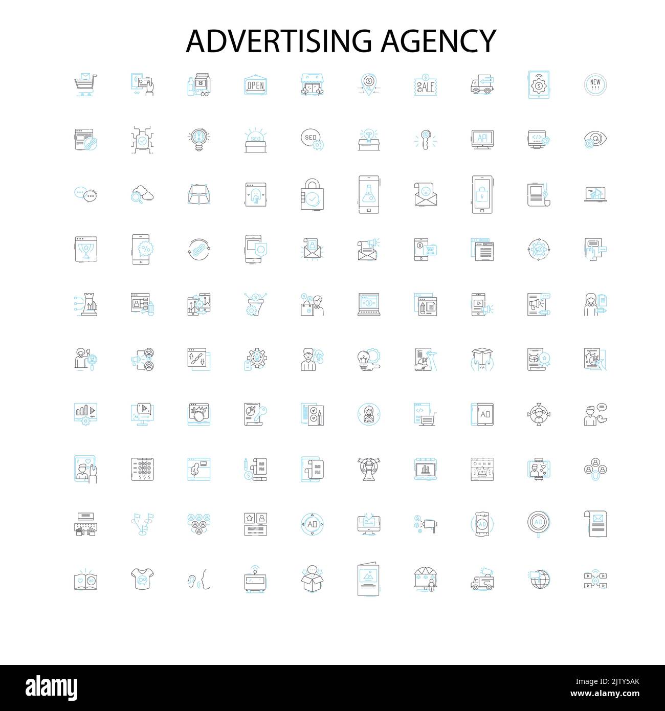 advertising agency concept icons, signs, outline symbols, concept ...