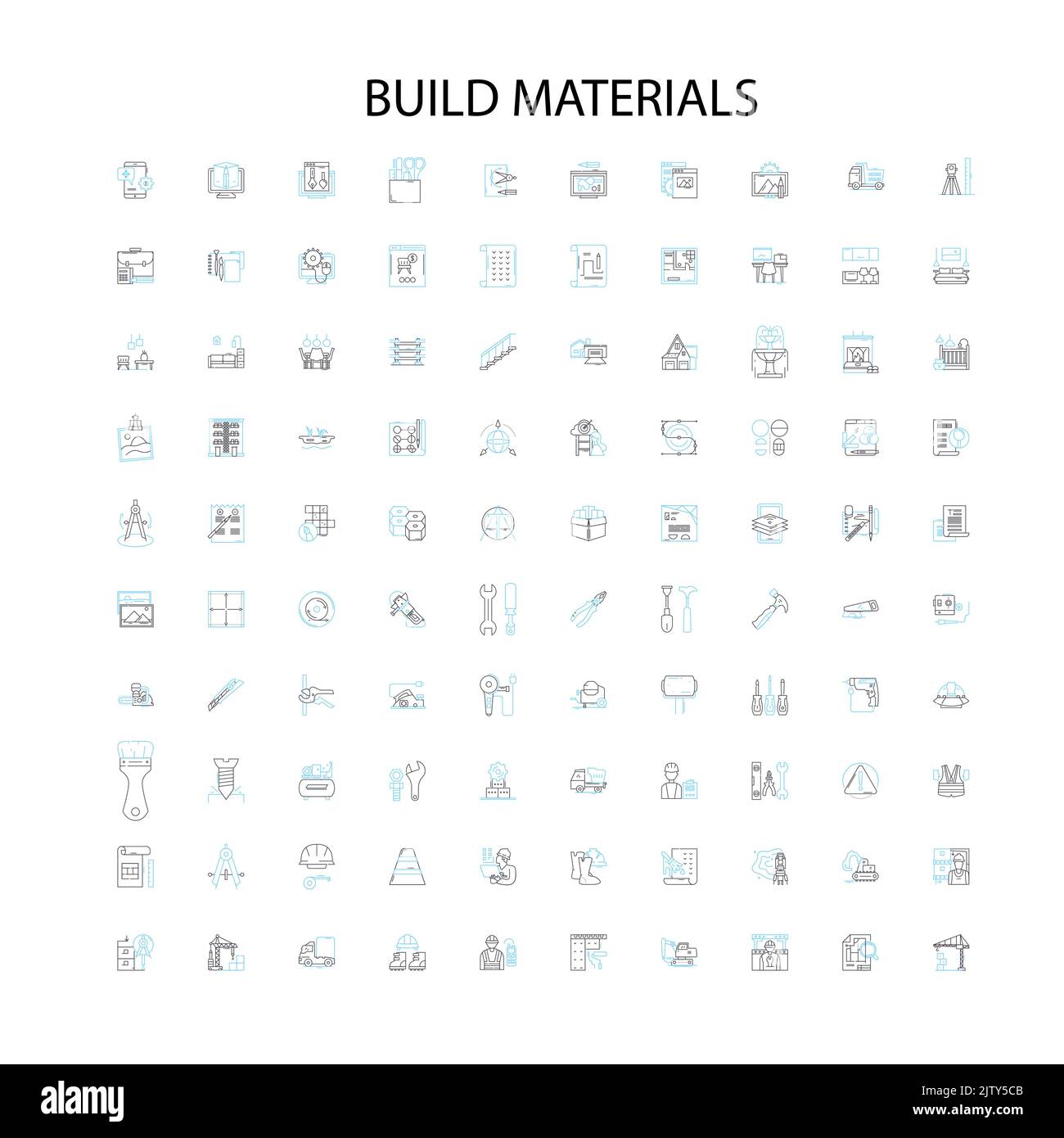 Build Materials Icons Signs Outline Symbols Concept Linear