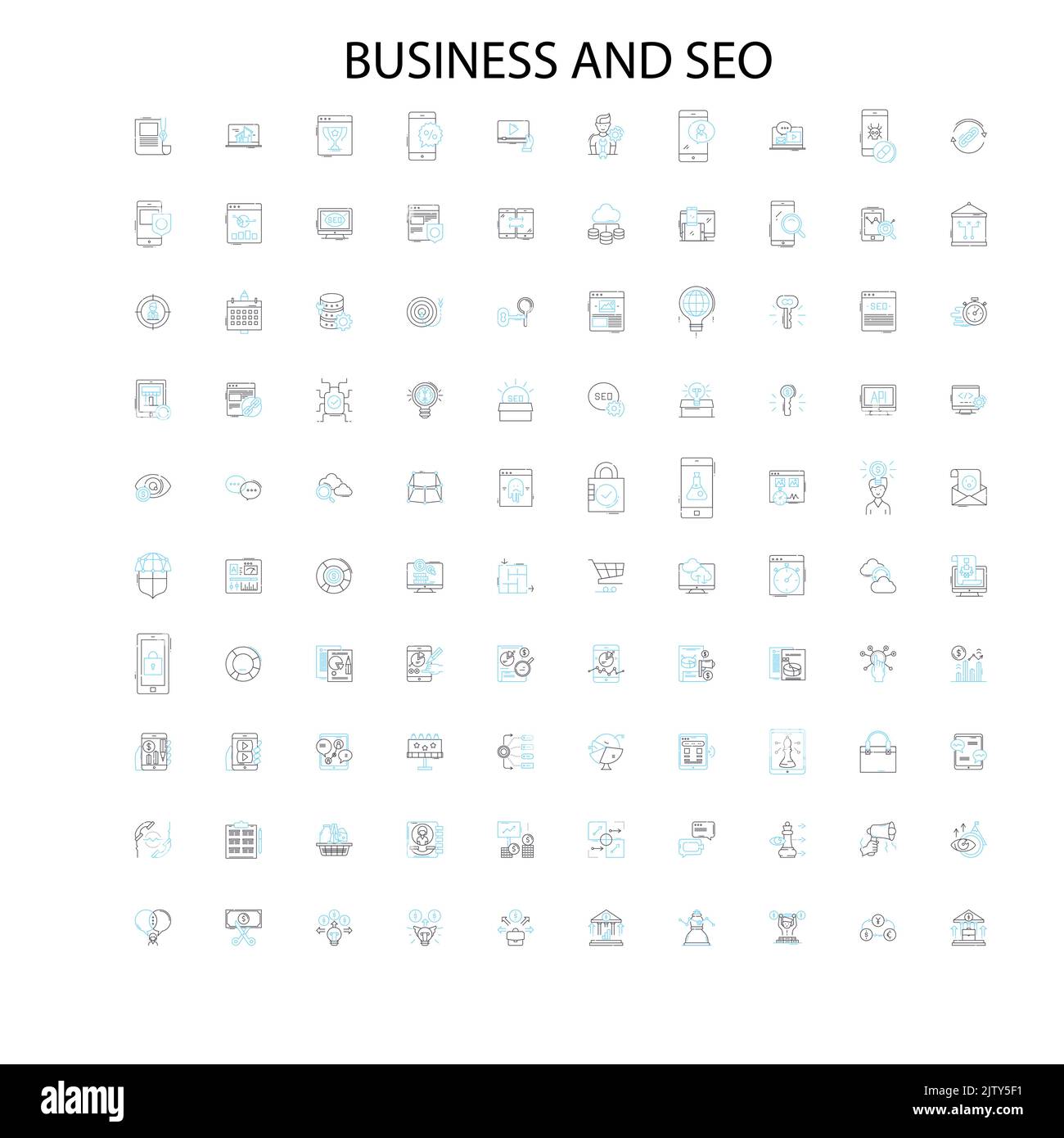 business and seo concept icons, signs, outline symbols, concept linear ...