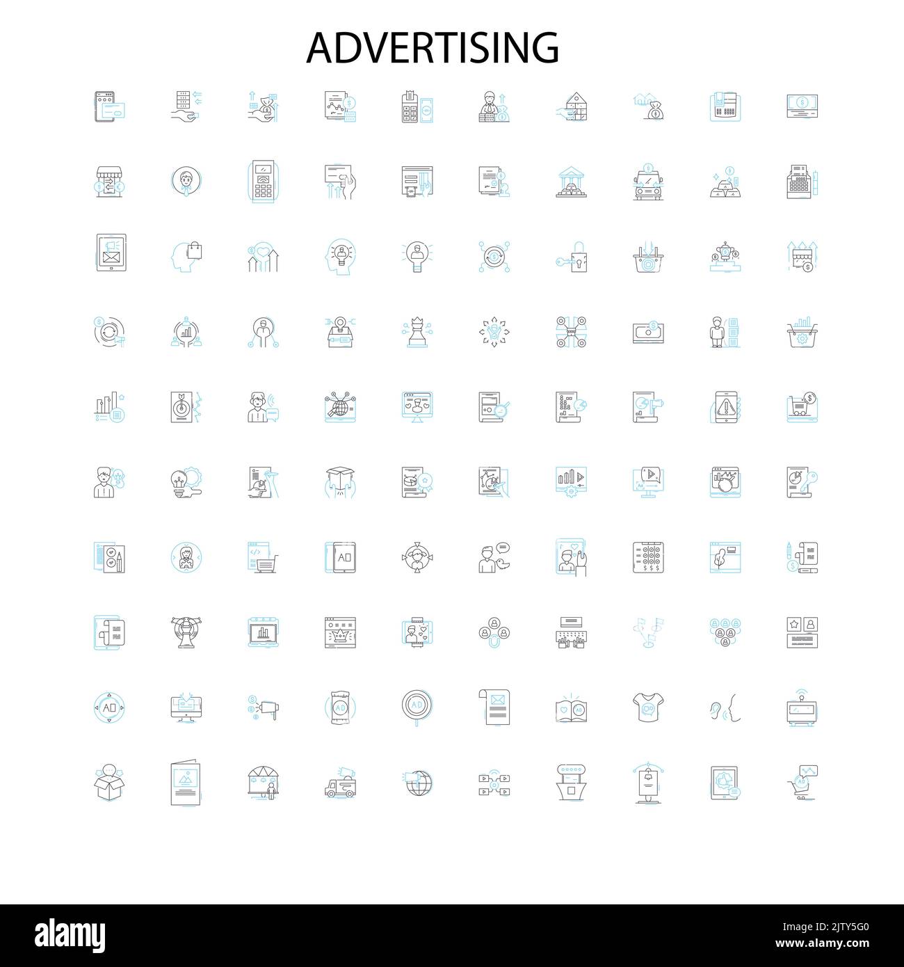 advertising icons, signs, outline symbols, concept linear illustration ...