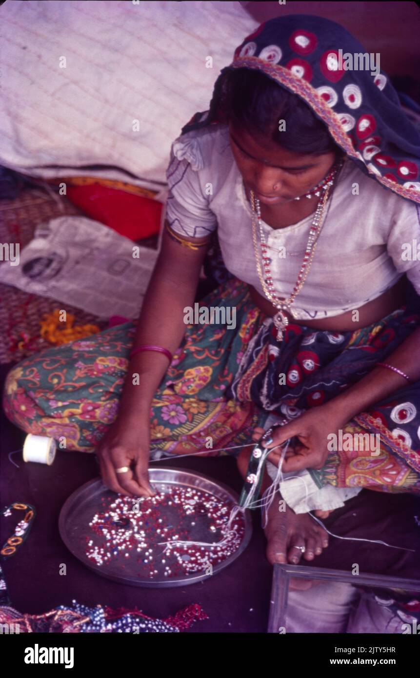 Crafts, Artist Making Beed Mala Stock Photo - Alamy