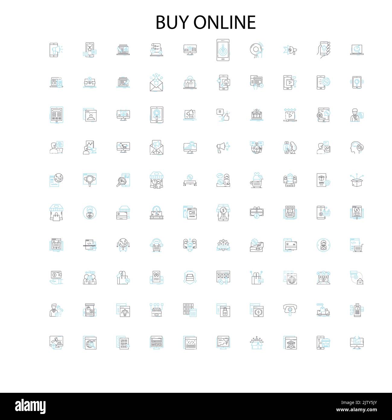 buy online icons, signs, outline symbols, concept linear illustration ...