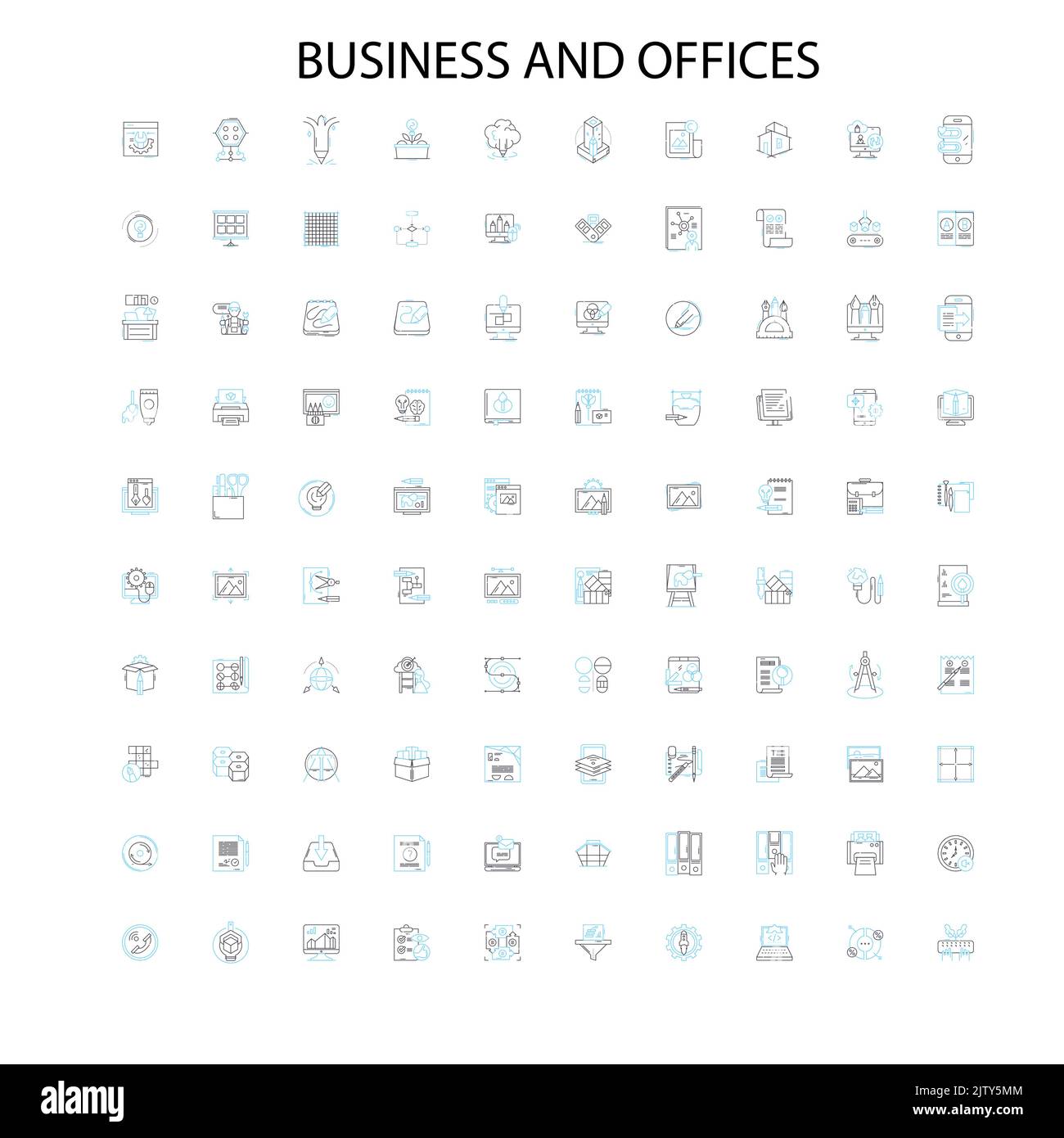 business and offices icons, signs, outline symbols, concept linear ...