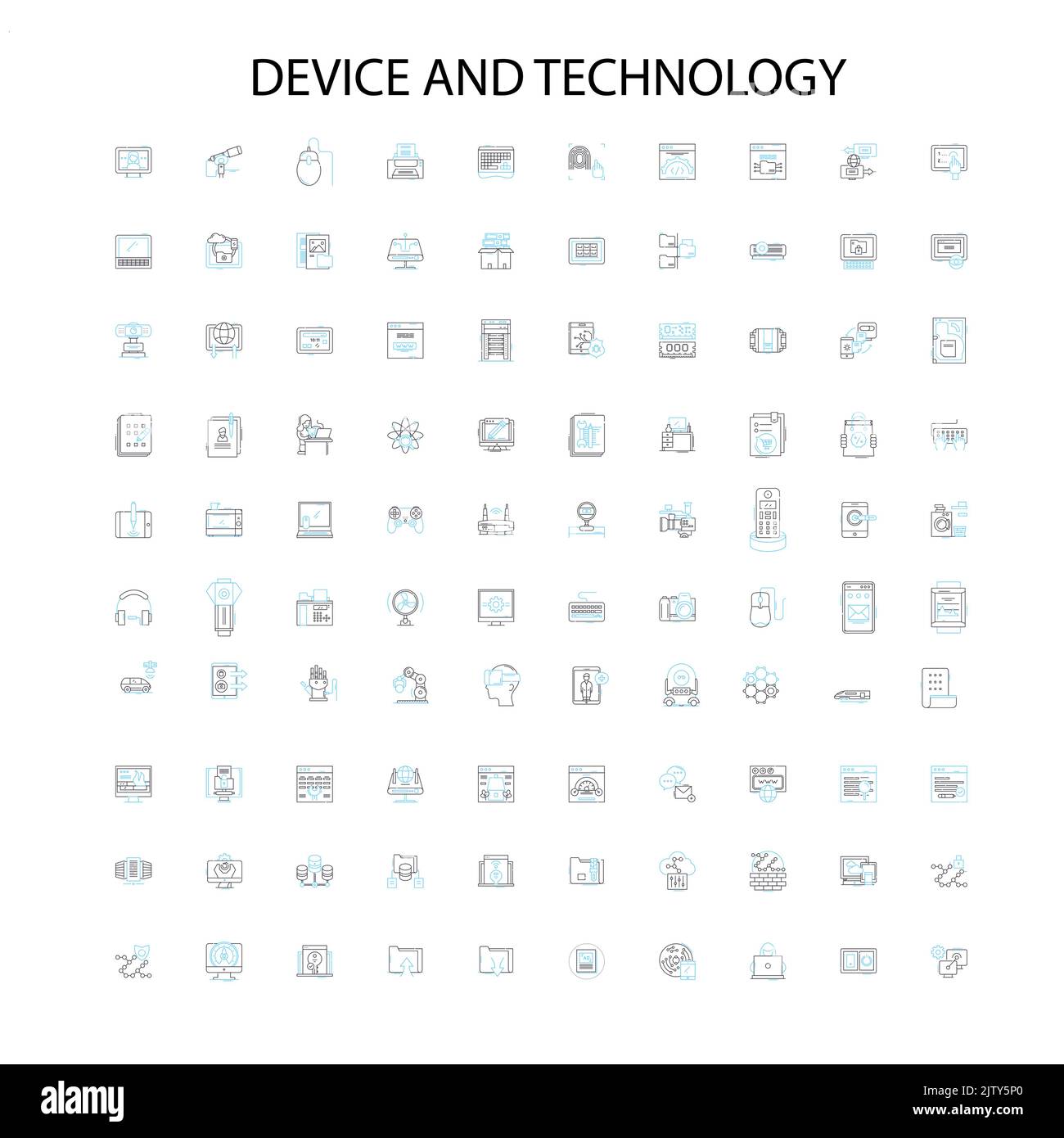 device and technology icons, signs, outline symbols, concept linear illustration line collection ...