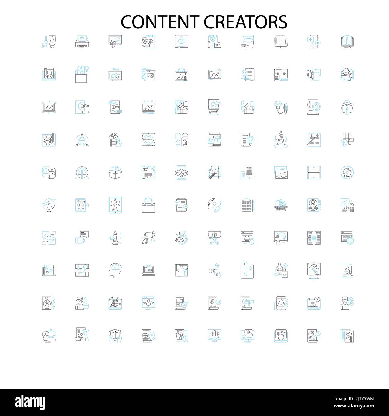 content creators icons, signs, outline symbols, concept linear ...