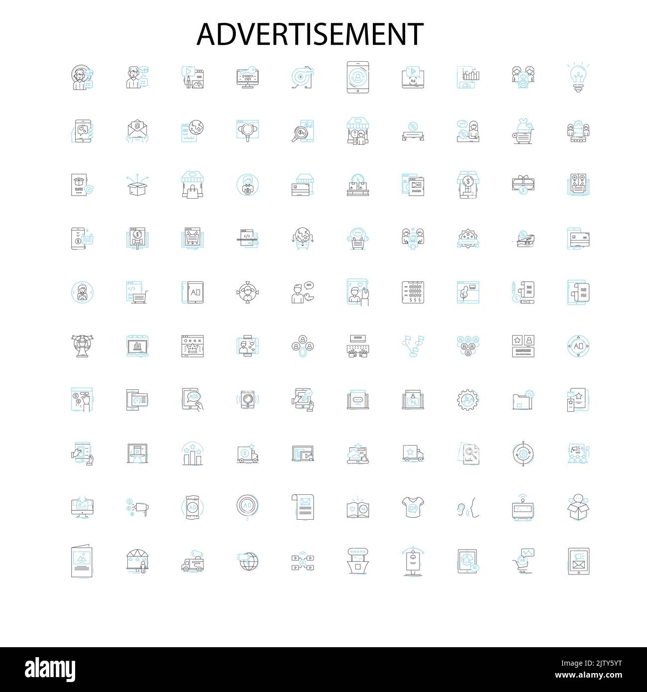 Advertisement Concept Icons Signs Outline Symbols Concept Linear Illustration Line Collection