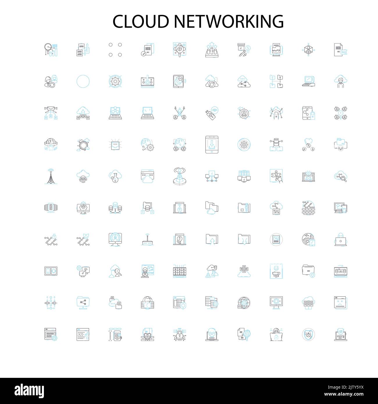 cloud networking concept icons, signs, outline symbols, concept linear ...